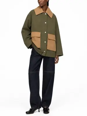 GANNI Giacca In Tela Di Cotone - Green