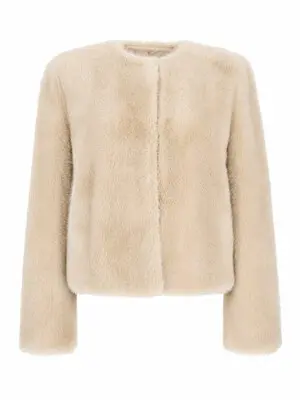 Max Mara Giacca "palchi" In Ecopelliccia - Beige
