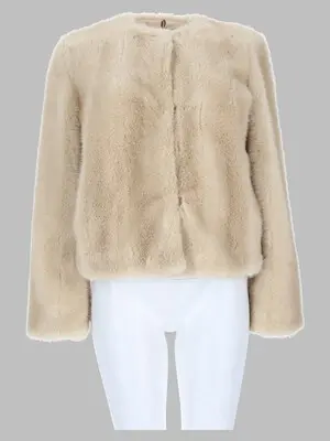 Max Mara Giacca "palchi" In Ecopelliccia - Beige