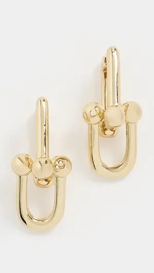 ADINA EDEN Double U Link Drop Huggie Earrings - Gold