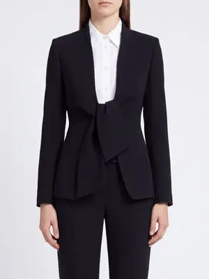 Max Mara Slim Fit Short Cady Blazer With Tie Fastening - Black