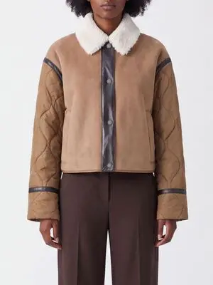 Max Mara Cropped Suede Leather Jacket With Fur Collar - Brown