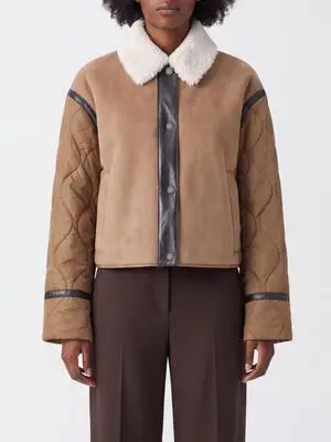Max Mara Cropped Suede Leather Jacket With Fur Collar - Brown