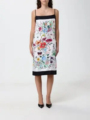 Gucci Floral Print Silk Midi Slip Dress - White