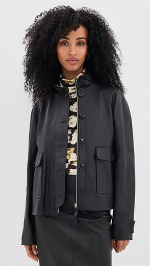 Proenza Schouler White Label Gio Lightweight Leather Jacket - Black