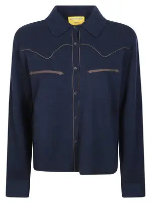 Guest In Residence Cropped Western Cashmere Shirt - Blu