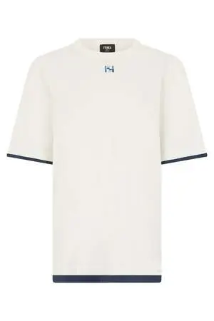 Fendi Contrast-trim Cotton T-shirt For - Ivory