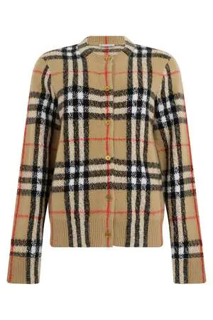 Burberry Checkered Cashmere Pullover Sweater - Beige