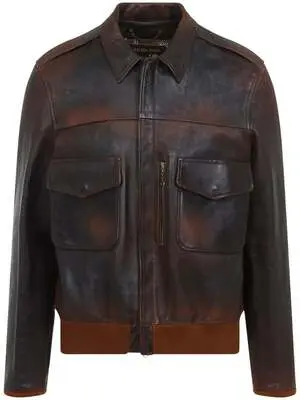 GOLDEN GOOSE Leather Shirt Jacket With Flap Pockets