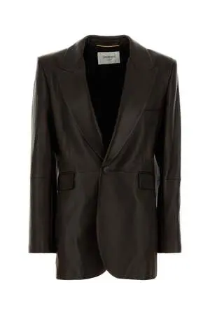 Saint Laurent Chocolate Leather Blazer