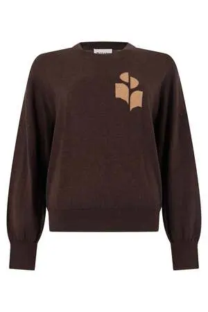 MARANT ETOILE Knit Sweater With Jacquard Front And Wide Sleeves - Brown