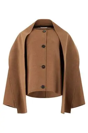 Max Mara Soft Wool Jacket With Scarf Detail And Wide Collar