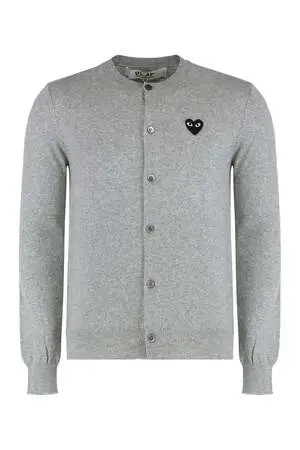 Play Comme Des Garcon Round-neck Emblem Knit Sweater - Light Grey