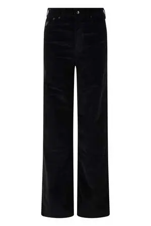 LOIS Straight Velvet Pants With High Waist And Loose Fit - Black