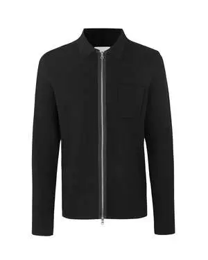 SAMSOE SAMSOE Zip-front Knit Cardigan With Chest Pocket - Black