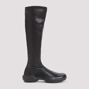 Miu Miu Tall Leather Platform Boots - Black