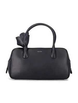 Magda Butrym Brigitte Structured Calf Leather Handbag With Leather Rose Flower Appliqu - Nero