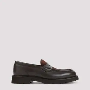 Canali Leather Penny Loafer With Lug Sole