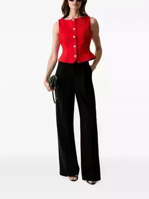 MORGAN Rose-button Peplum Top