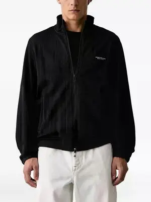 Armani Exchange Logo-print Ribbed-knit Cardigan - Black