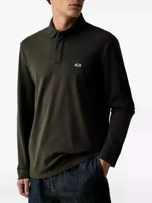 Armani Exchange Logo-embroidered Long-sleeve Polo Shirt