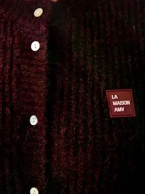 American Vintage Ribbed-knit Logo-patch Cardigan