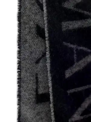 Armani Exchange Logo-intarsia Frayed-edge Scarf - Black