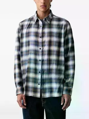 Armani Exchange Check-pattern Button-up Shirt - Blue