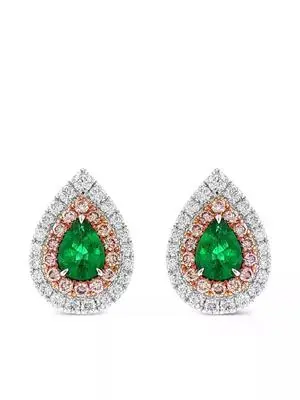 HYT JEWELRY Emerald And Diamond Earrings - Silver