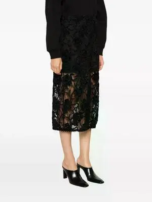 PHILIA LOFT Floral-lace Slit Midi Skirt