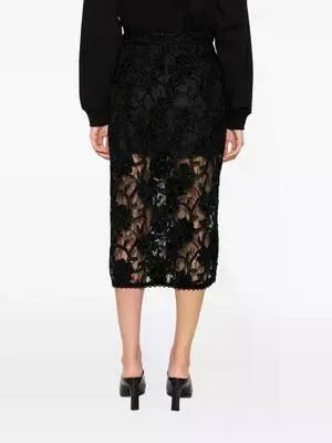 PHILIA LOFT Floral-lace Slit Midi Skirt