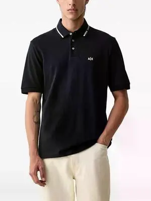 Armani Exchange Logo-embroidered Tipped Polo Shirt - Blue