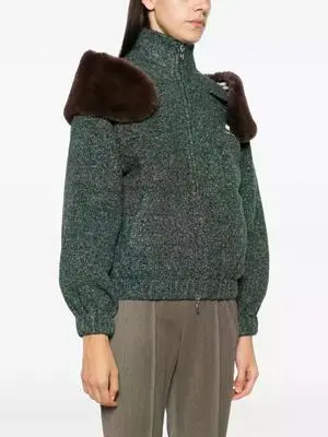 SHUSHU/TONG Faux-fur Trim Zip-up Jacket - Green