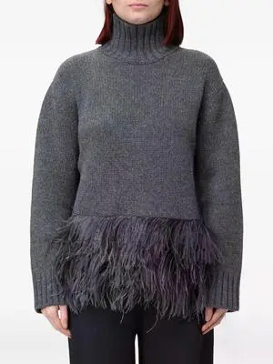 Fabiana Filippi Feather-trim Turtleneck Sweater