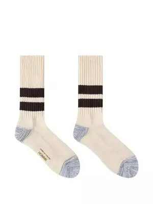 Comme Des Garçons Striped Ribbed Socks - Neutrals