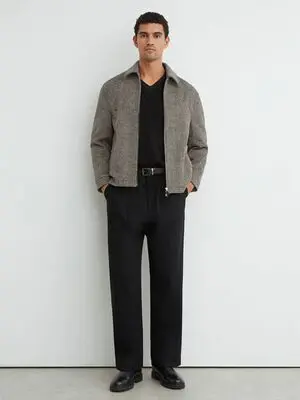 REISS Chain Wool-blend Relaxed-fit Trousers - Black