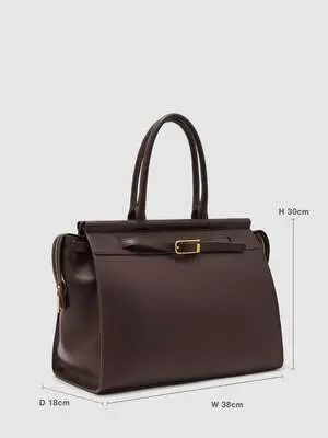 REISS Ember Leather Structured Tote Bag