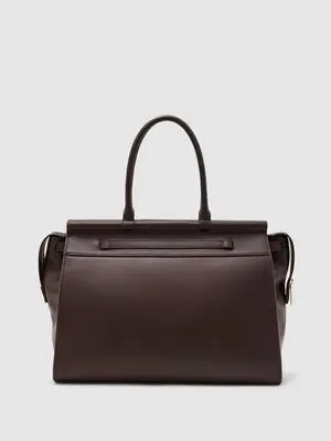 REISS Ember Leather Structured Tote Bag