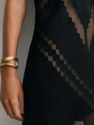 REISS Veronica Lace-trim Mesh-detail Maxi Slip Dress