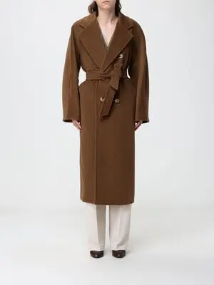Max Mara Madame Double-breasted Long Wool Coat With Belt - Brown