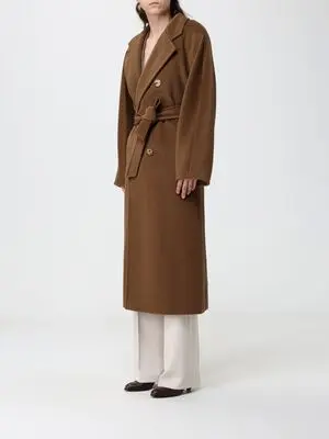 Max Mara Madame Double-breasted Long Wool Coat With Belt - Brown