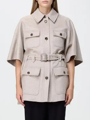 Max Mara Single-breasted 100% Cashmere Safari Jacket With Short Sleeves - Cream