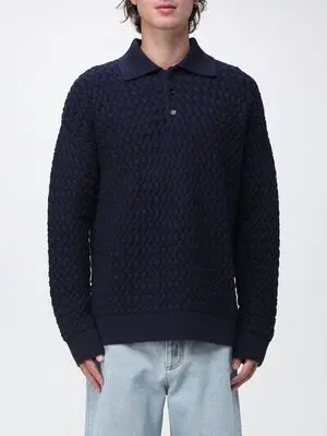 Bottega Veneta Relaxed Fit Long-sleeve Knitted Wool Polo Shirt - Blue