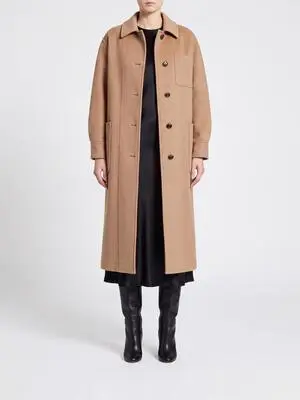 Max Mara Single-breasted Long Coat In Wool And Cashmere With Dropped Shoulders
