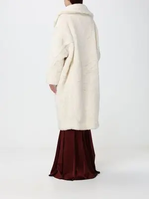 Max Mara Double-breasted Wool Blend Teddy Coat With Dropped Shoulders - White