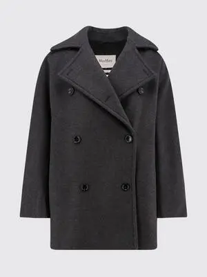 Max Mara Double-breasted Short Coat In Virgin Wool And Cashmere - Gray