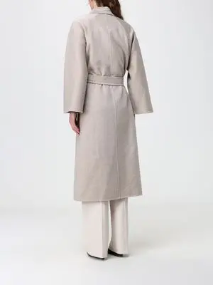 Max Mara Long 100% Cashmere Robe Coat With Belt - Cream