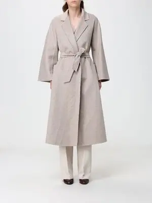 Max Mara Long 100% Cashmere Robe Coat With Belt - Cream