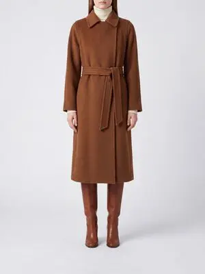 Max Mara Knee-length Wool Robe Coat With Belt