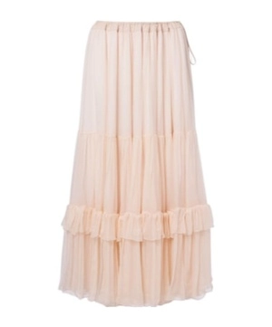 Chloé Ruffled Silk Midi Skirt - No
